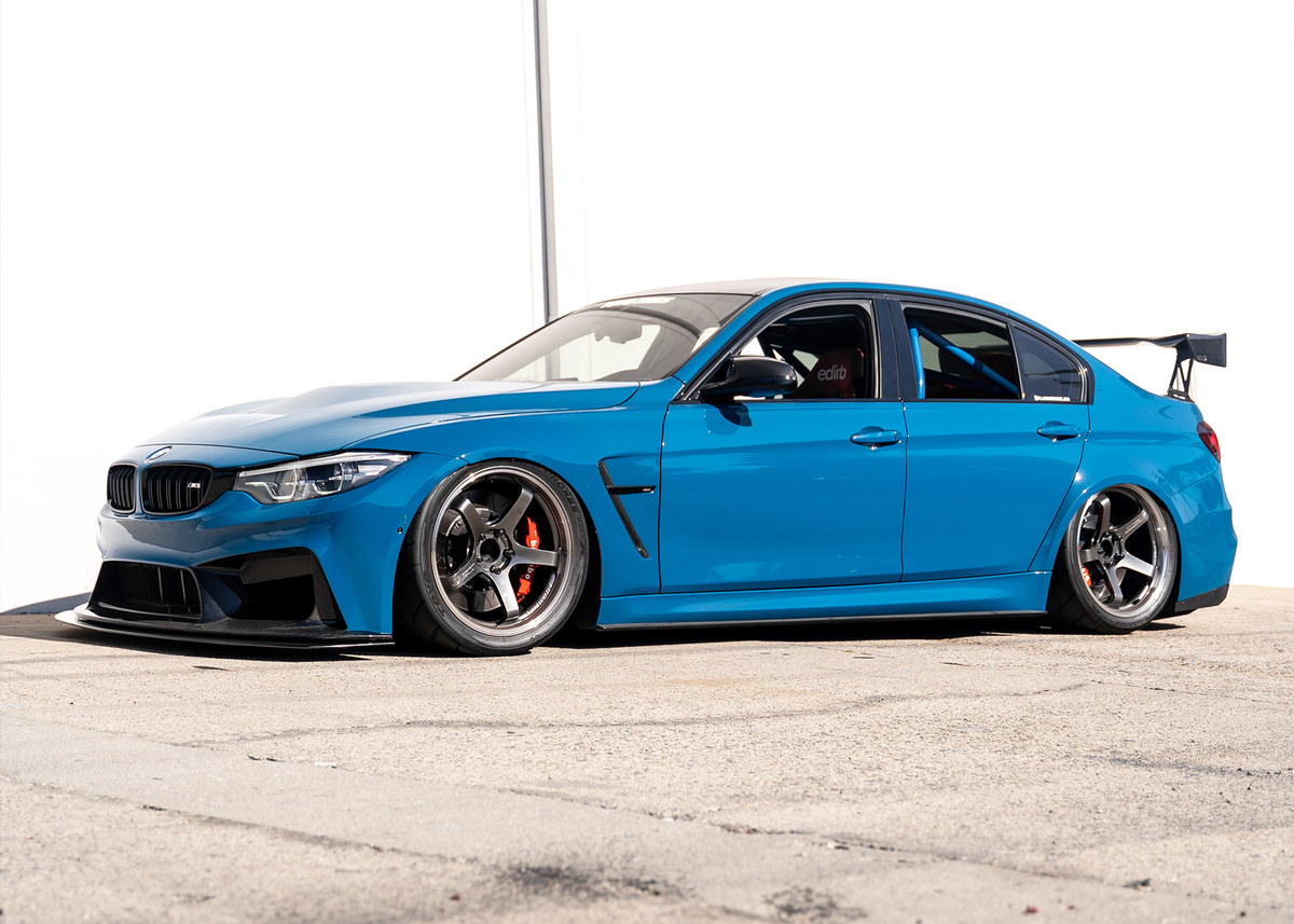 Laguna Seca Blue F80 M3 Custom Chassis mounted APR splitter – Studio RSR
